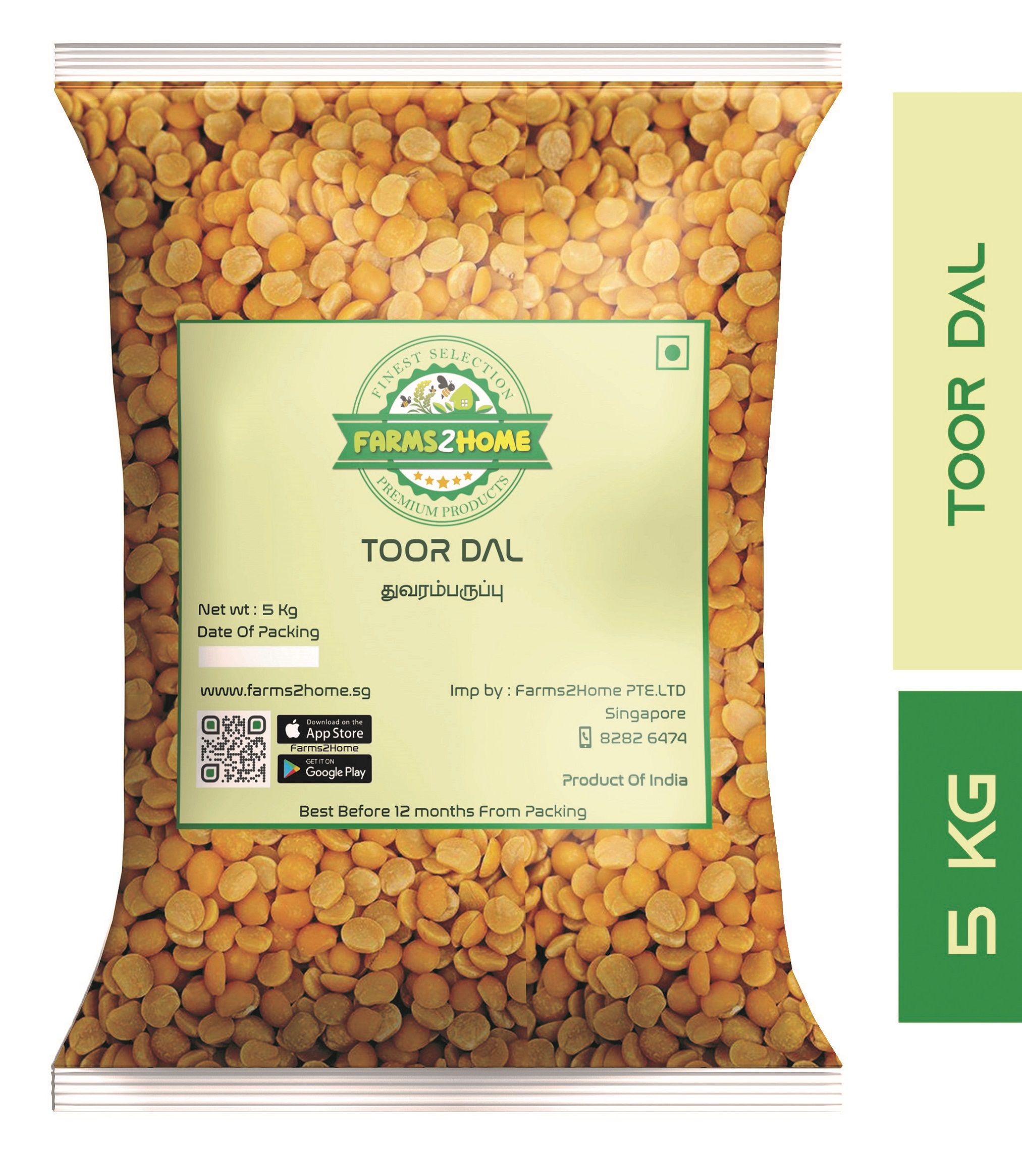 Toor Dal Thuvaram Paruppu 5 Kg Dal Farms2Home sg Shop Indian